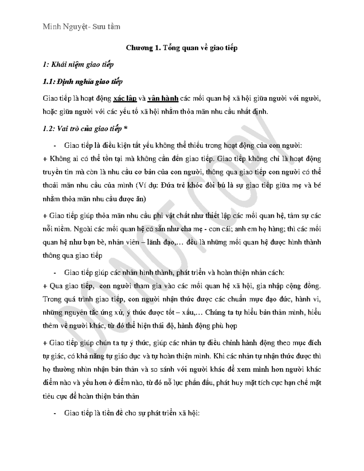 LÝ-THUYẾT-GTTT - gttt - Chương 1. Tổng quan về giao tiếp 1: Khái niệm ...