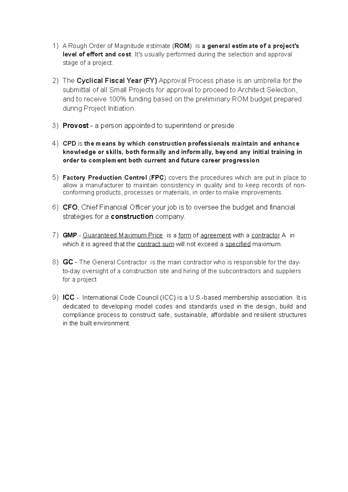 Definitions of Project Possesion - 1) A Rough Order of Magnitude ...