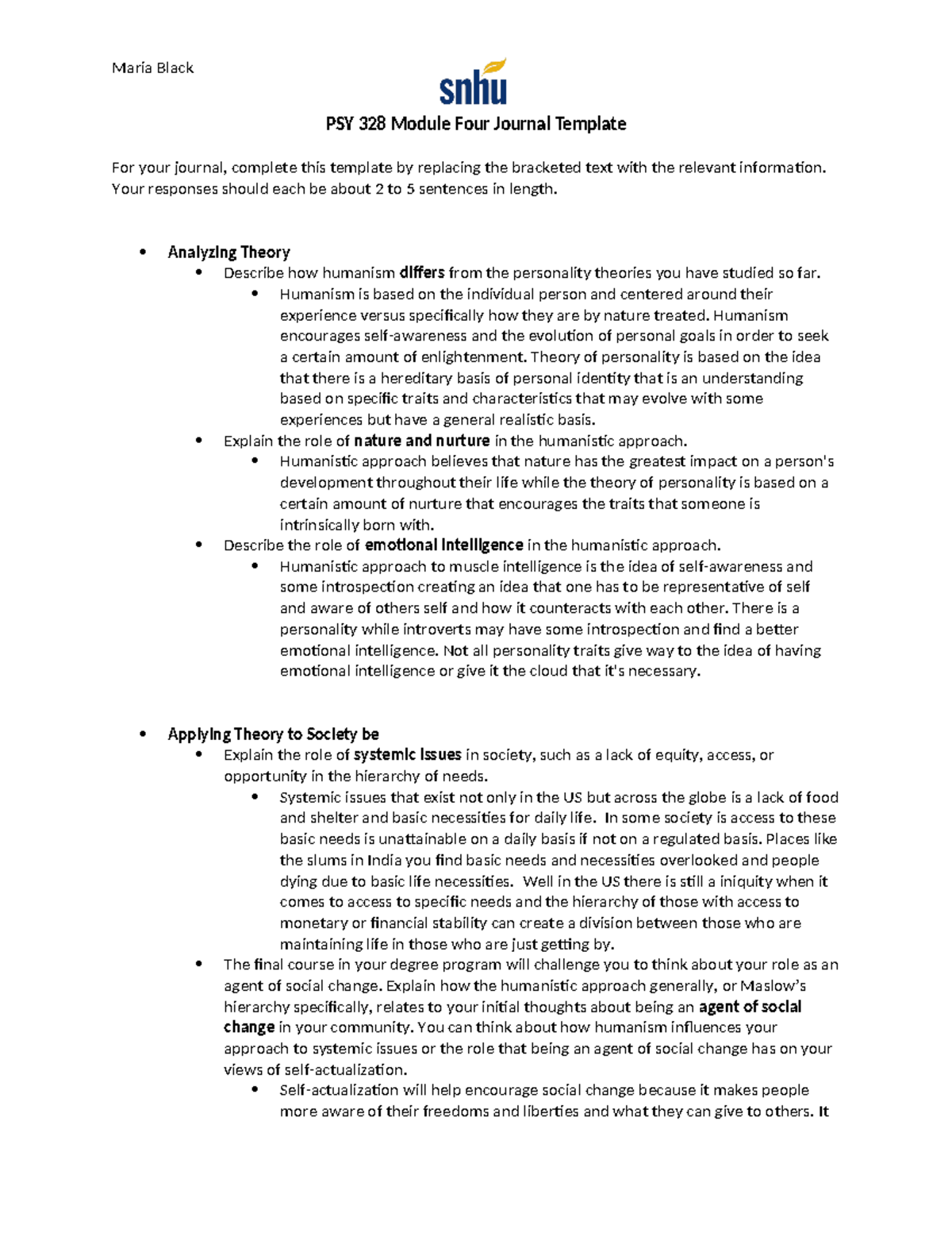 Psy328Mod4Jour - Maria Black PSY 328 Module Four Journal Template For ...