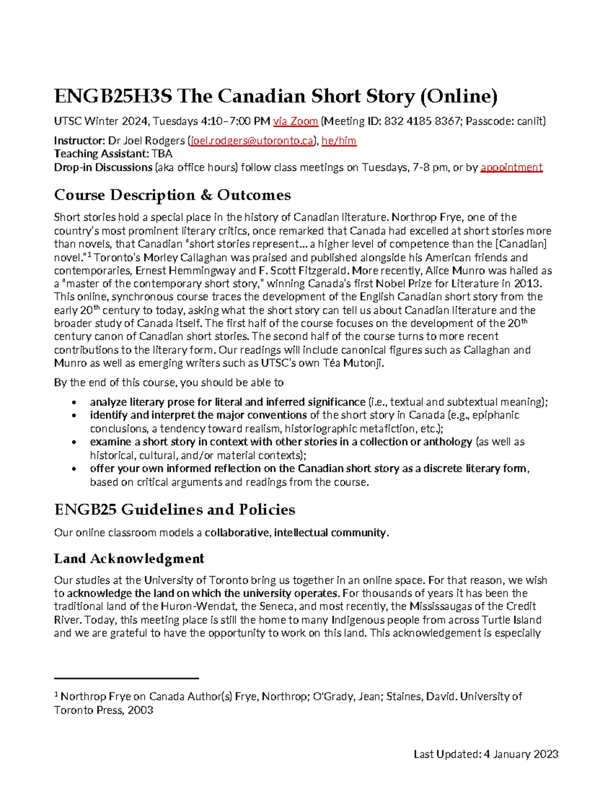 ENGB25 - Syllabus - Last Updated: 4 January 2023 ENGB 25 H 3 S The ...