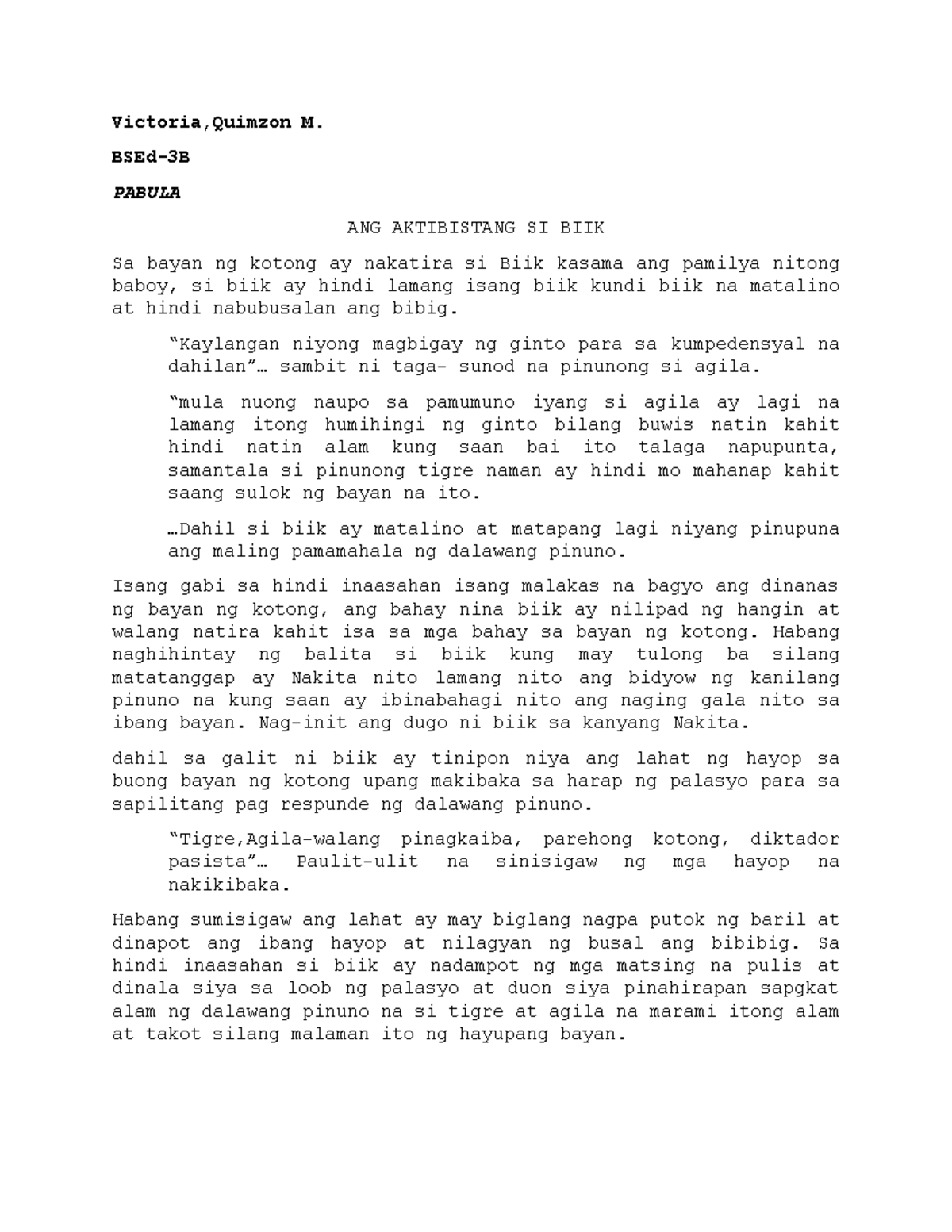 Victoria pabula - aldrin - Victoria,Quimzon M. BSEd-3B PABULA ANG ...