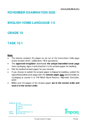 2020-EHL-Grade 10-November Examination - Paper 2 - Email assessment ...