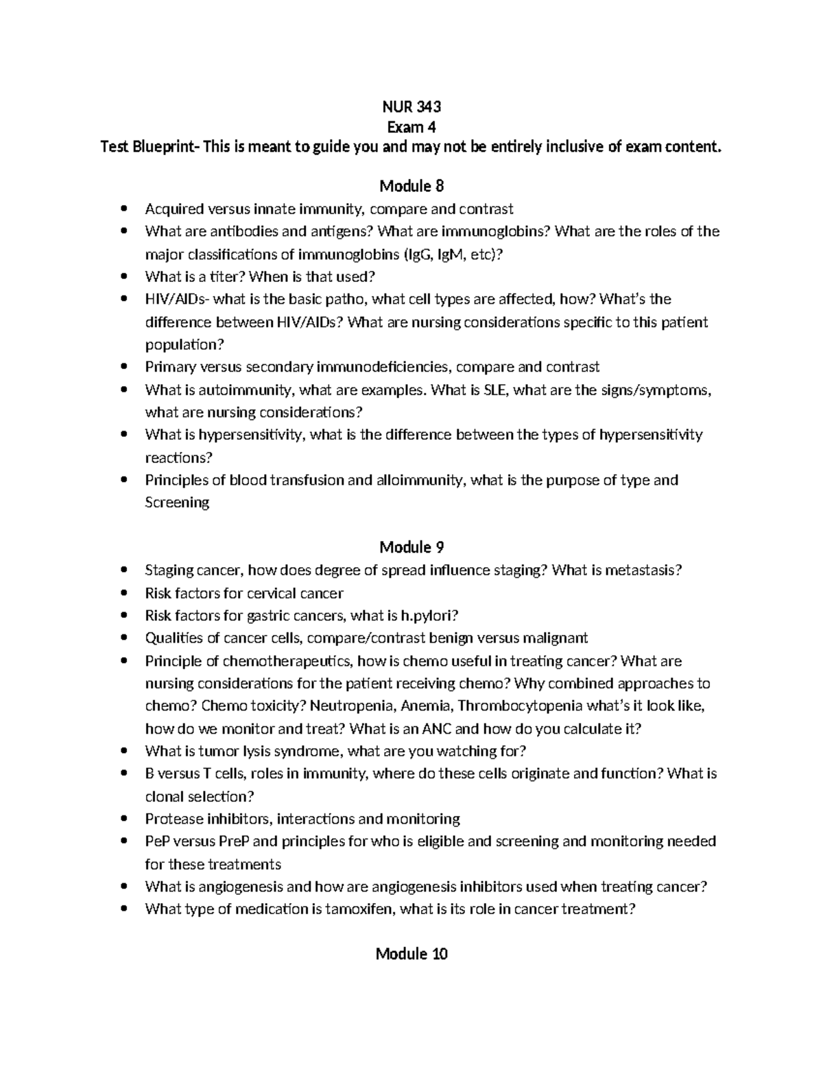 Exam 4 NUR 343 Blueprint - NUR 343 Exam 4 Test Blueprint- This is meant ...