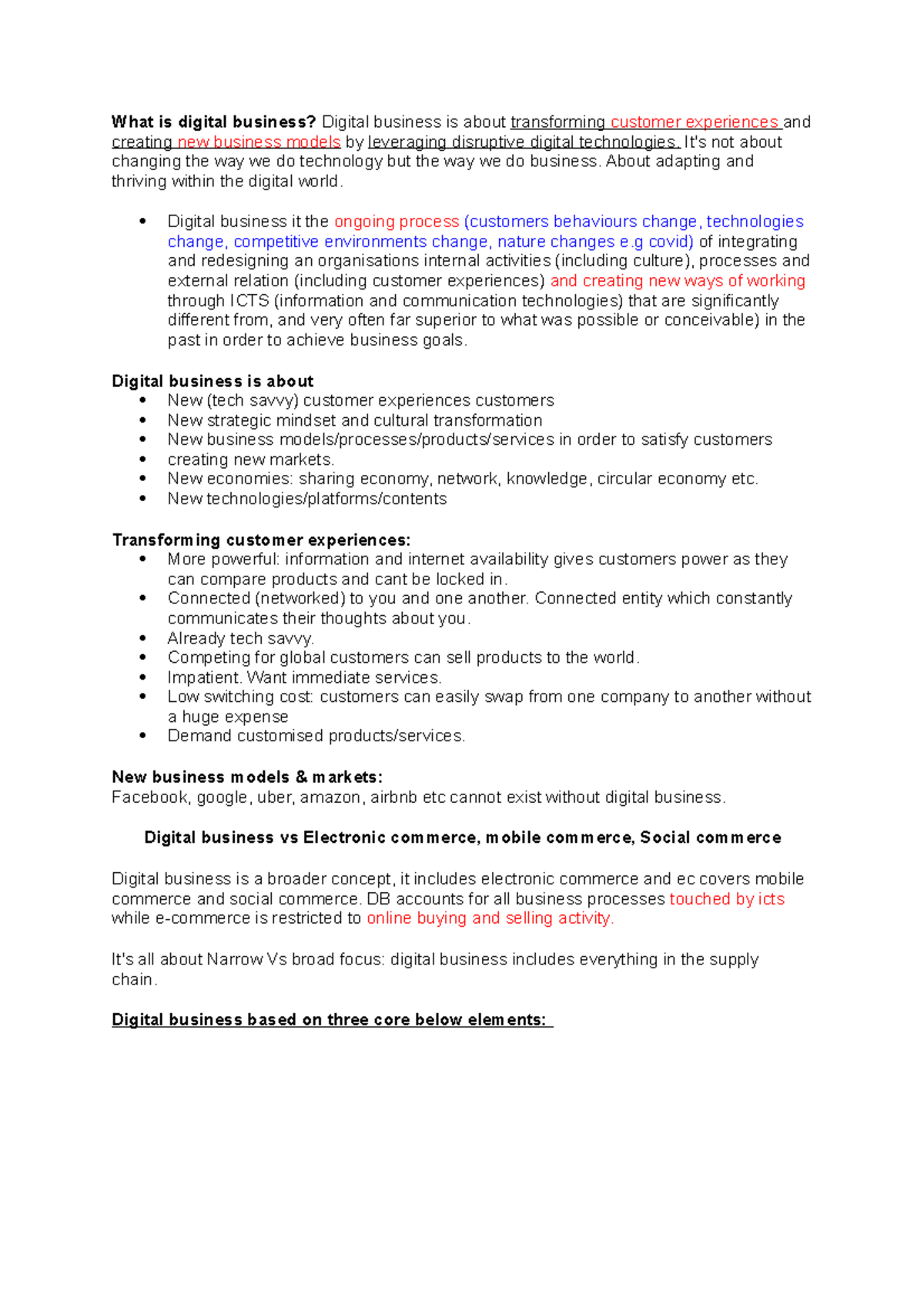 Digibi 101 lecture notes - What is digital business? Digital business ...