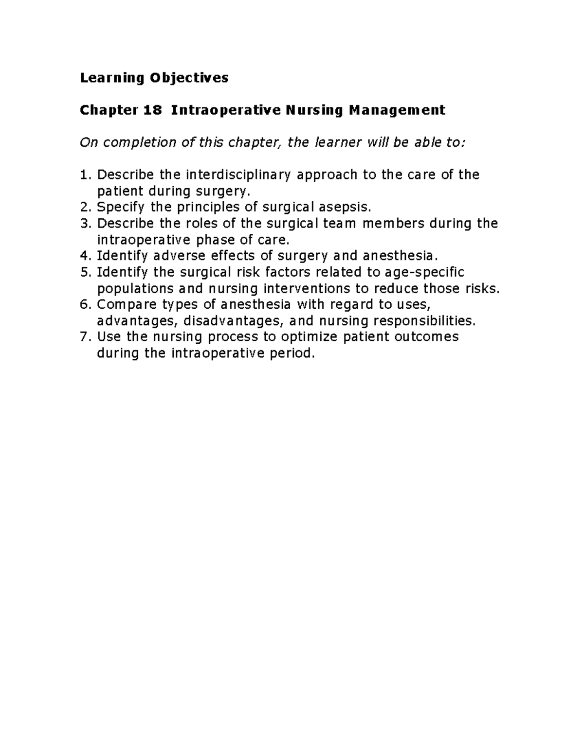 LO Chapter 18Learning objectives - Learning Objectives Chapter 18 ...