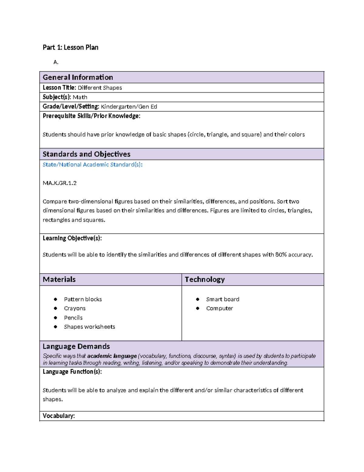 Mathematics PA (Final) - Part 1: Lesson Plan A. General Information ...