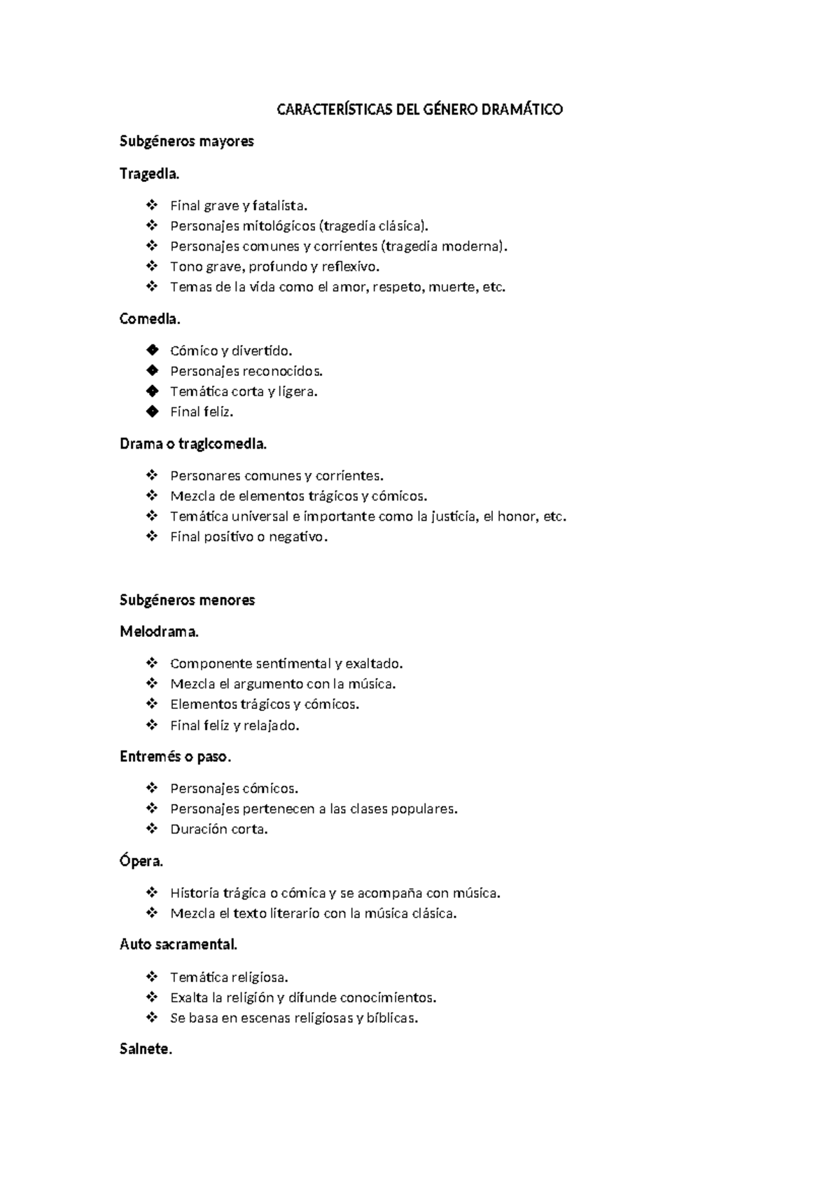 Características del Género Dramático - CARACTERÍSTICAS DEL GÉNERO ...