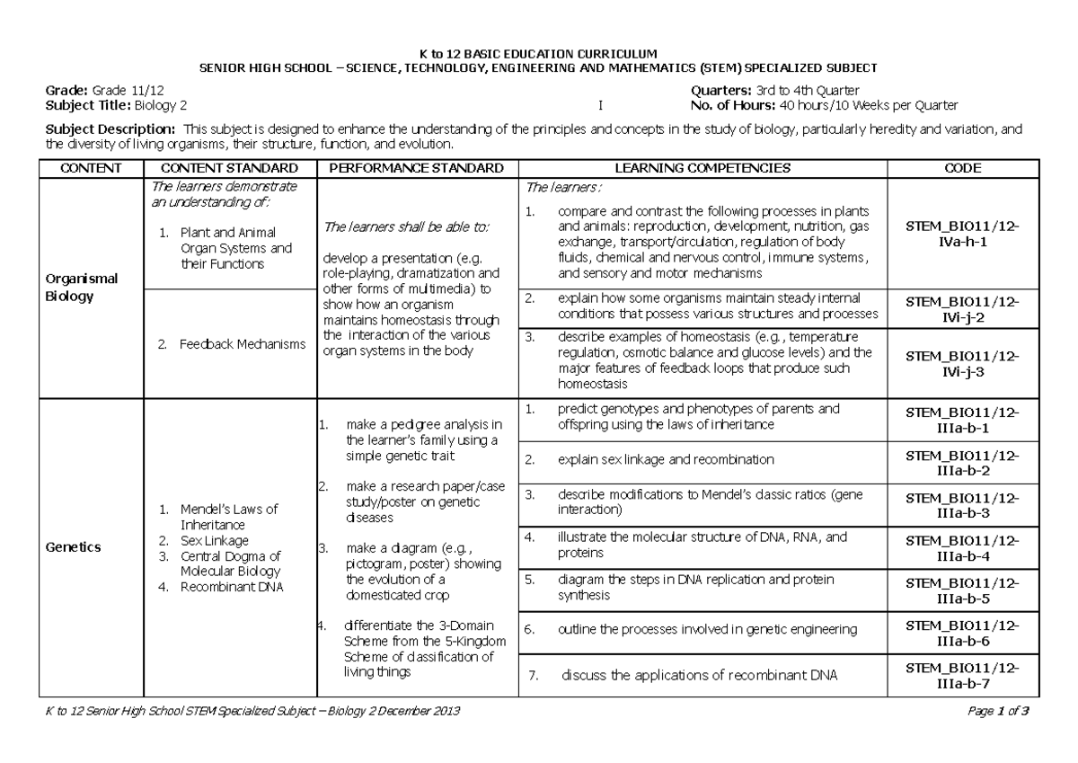 434650873 STEM Biology 2 CG pdf - K to 12 BASIC EDUCATION CURRICULUM ...