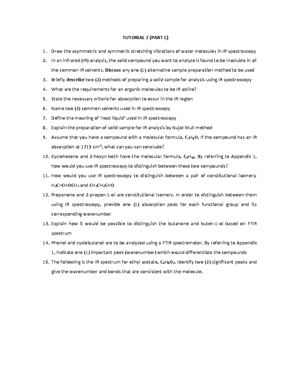 Document (18) - tutorial chm260 - TUTORIAL 2 (PART C) Draw the ...