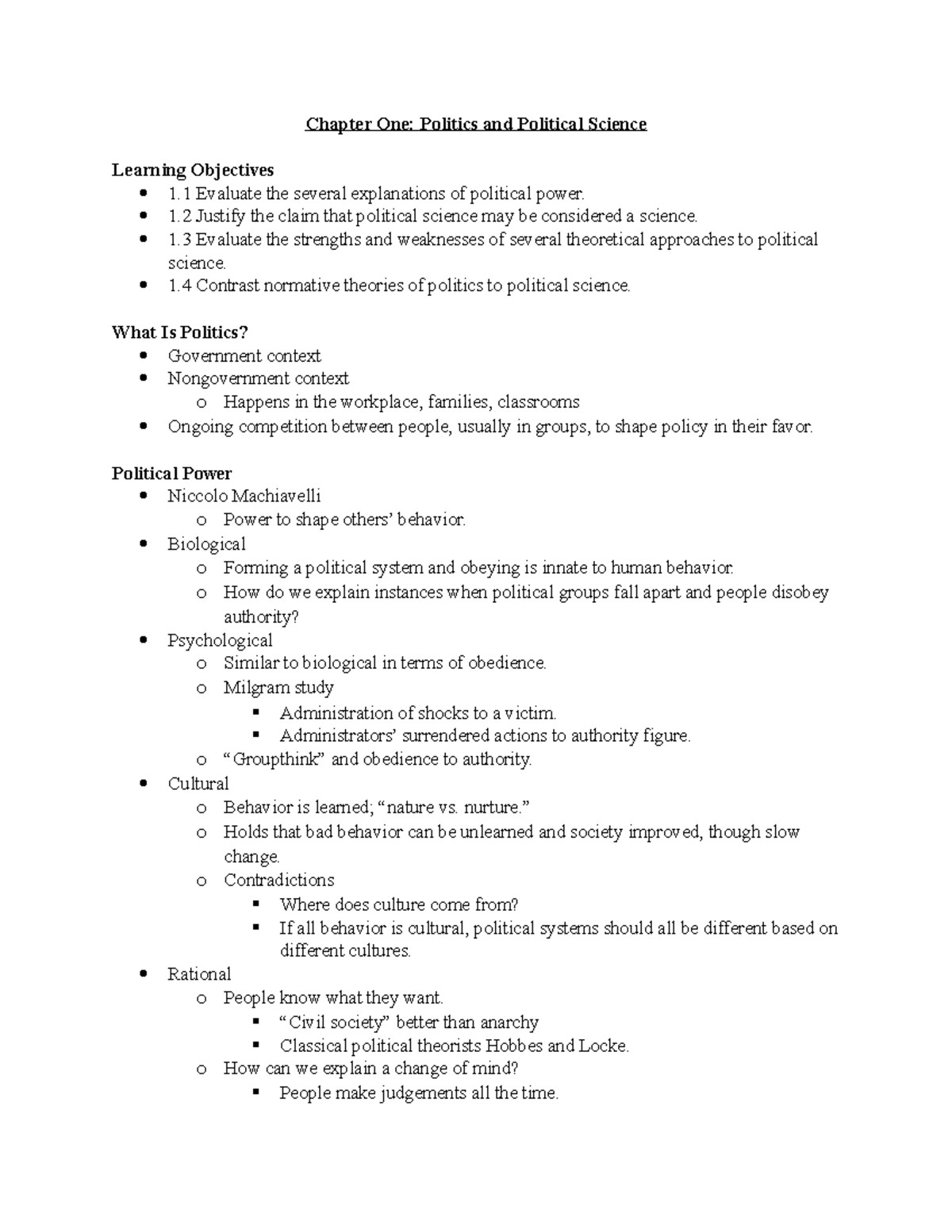 Chapter One Power Point - Chapter One: Politics and Political Science ...