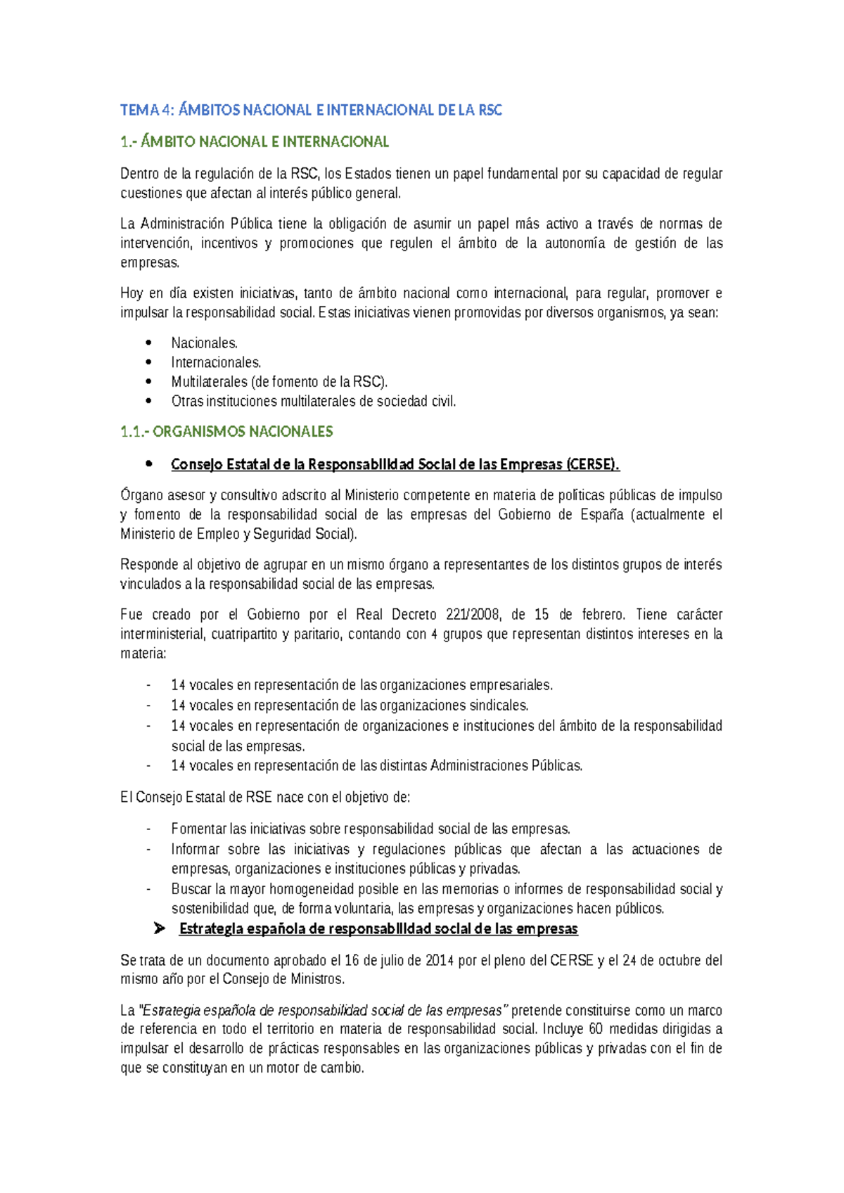 TEMA 4 RSC - TEMA 4: ÁMBITOS NACIONAL E INTERNACIONAL DE LA RSC 1 ...
