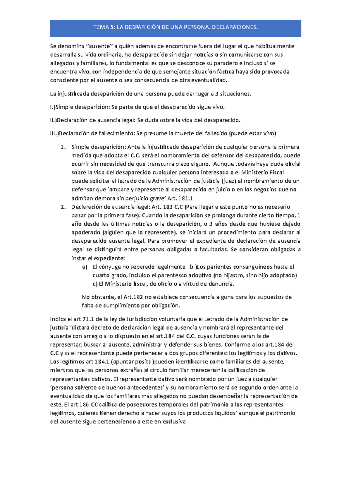 Tema 5 - Resumen tema 5. Conceptos fundamentales. Compendio derecho de ...