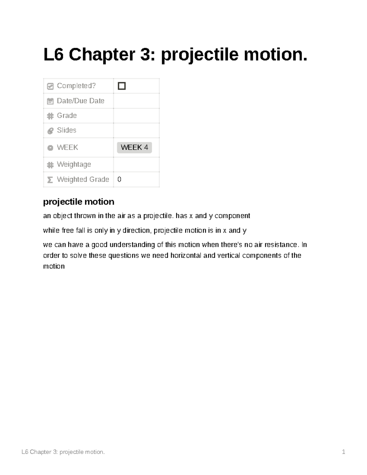 Lecture 6. Chapter 3, projectile motion - L6 Chapter 3: projectile ...