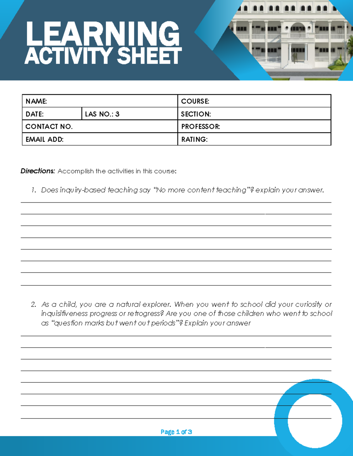 Learning-Activity-No - Page 1 of 3 LEARNING ACTIVITY SHEET NAME: COURSE ...