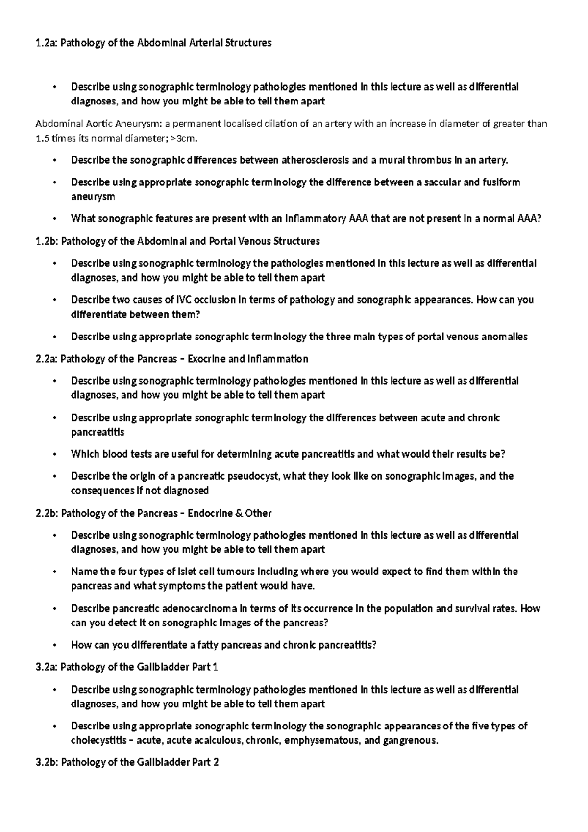Abdo Lecture Notes - 1: Pathology of the Abdominal Arterial Structures ...