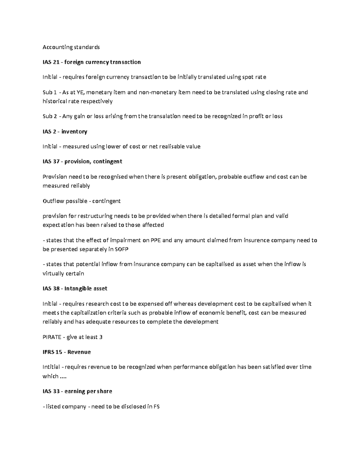 Acc Stds - Summary Corporate Reporting - Accounting standards IAS 21 ...