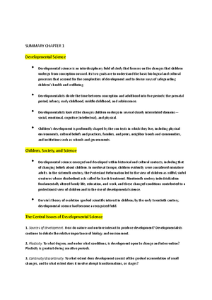 Developmental psychology chapter 9 notes - Chapter 9 Middle Childhood o ...