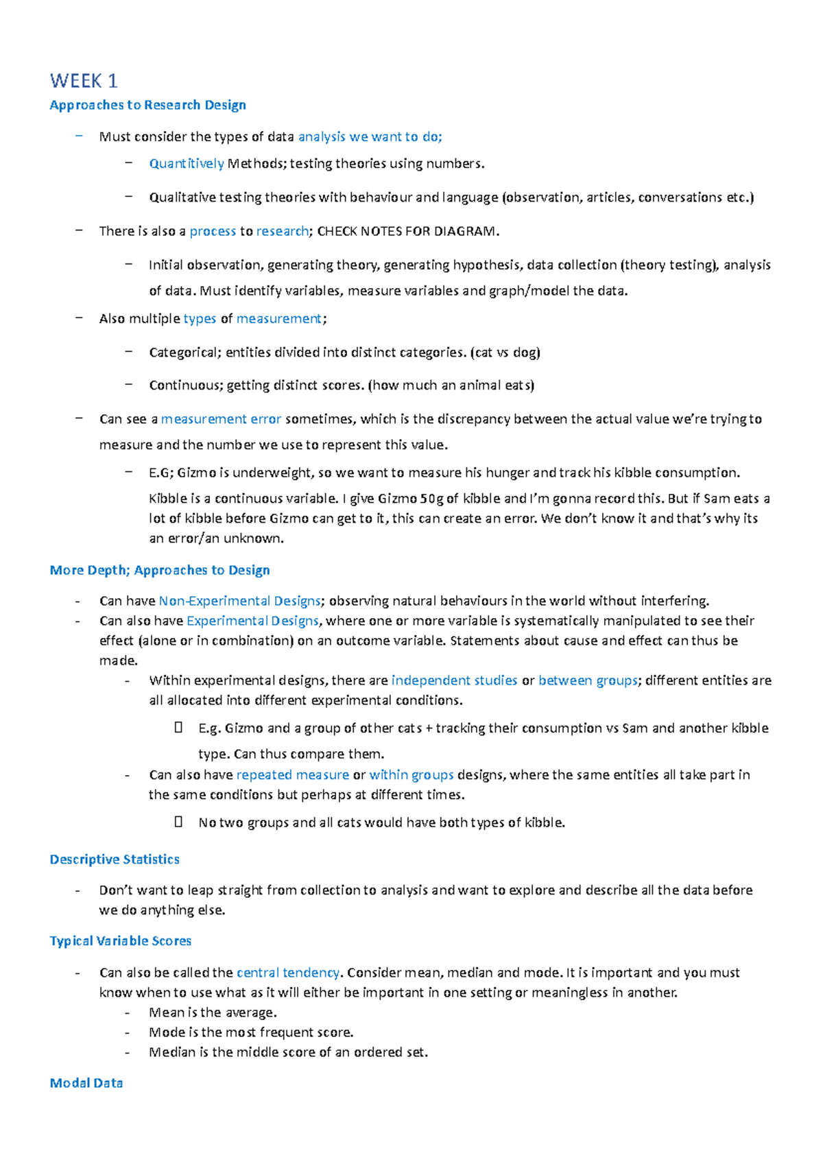 Exam Notes for ARM - WEEK 1 Approaches to Research Design − Must ...