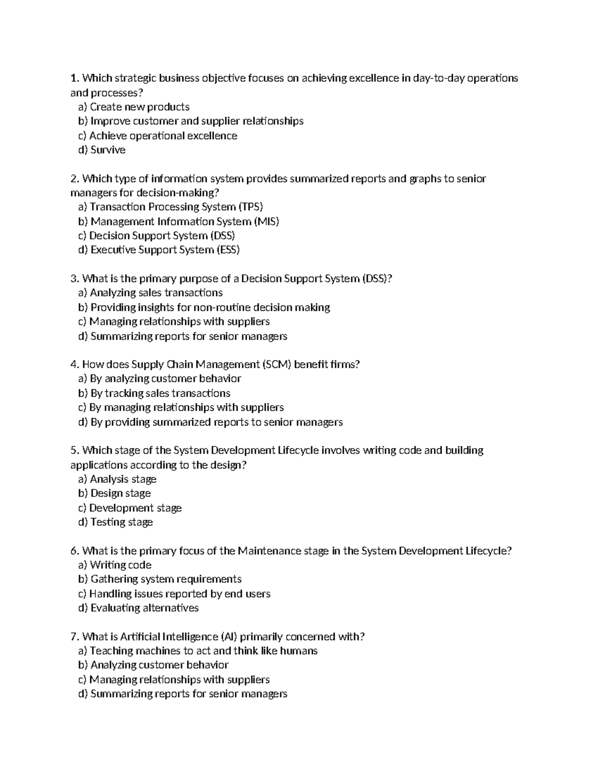 Mis practice tany - Which strategic business objective focuses on ...