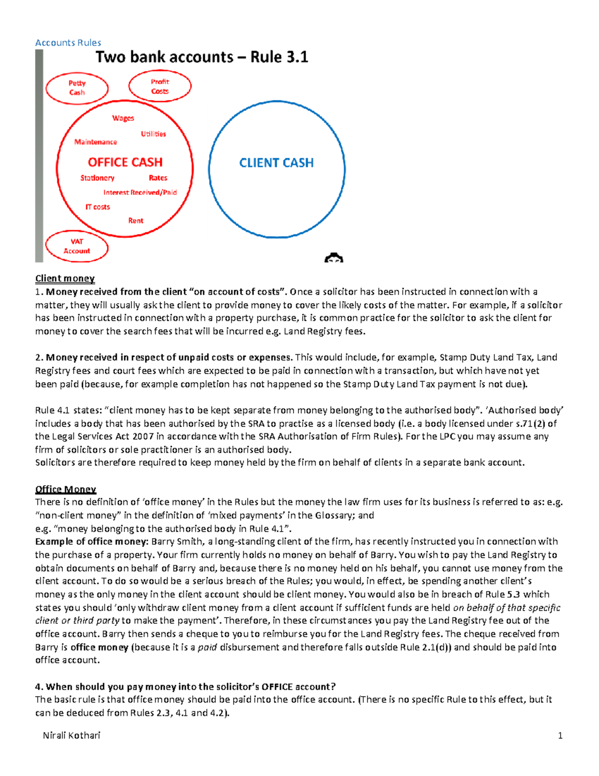 Solicitor's Accounts Notes - Accounts Rules Client money Money received ...