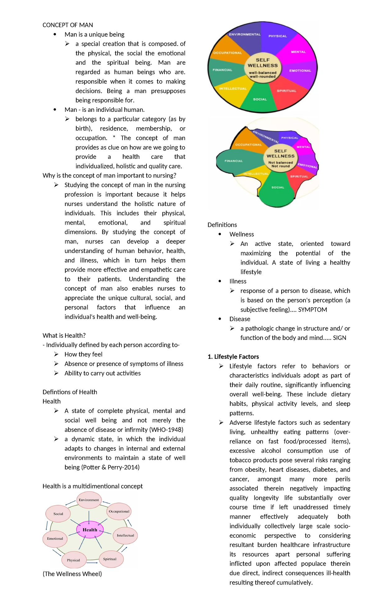 Concept OF MAN, NCM 103 - lecture - CONCEPT OF MAN Man is a unique ...