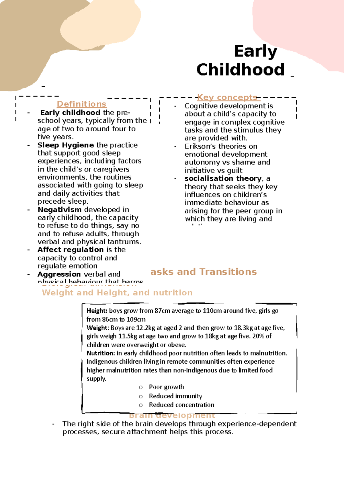 Chapter 5 Early Childhood - Early Childhood Key developmental Tasks and ...