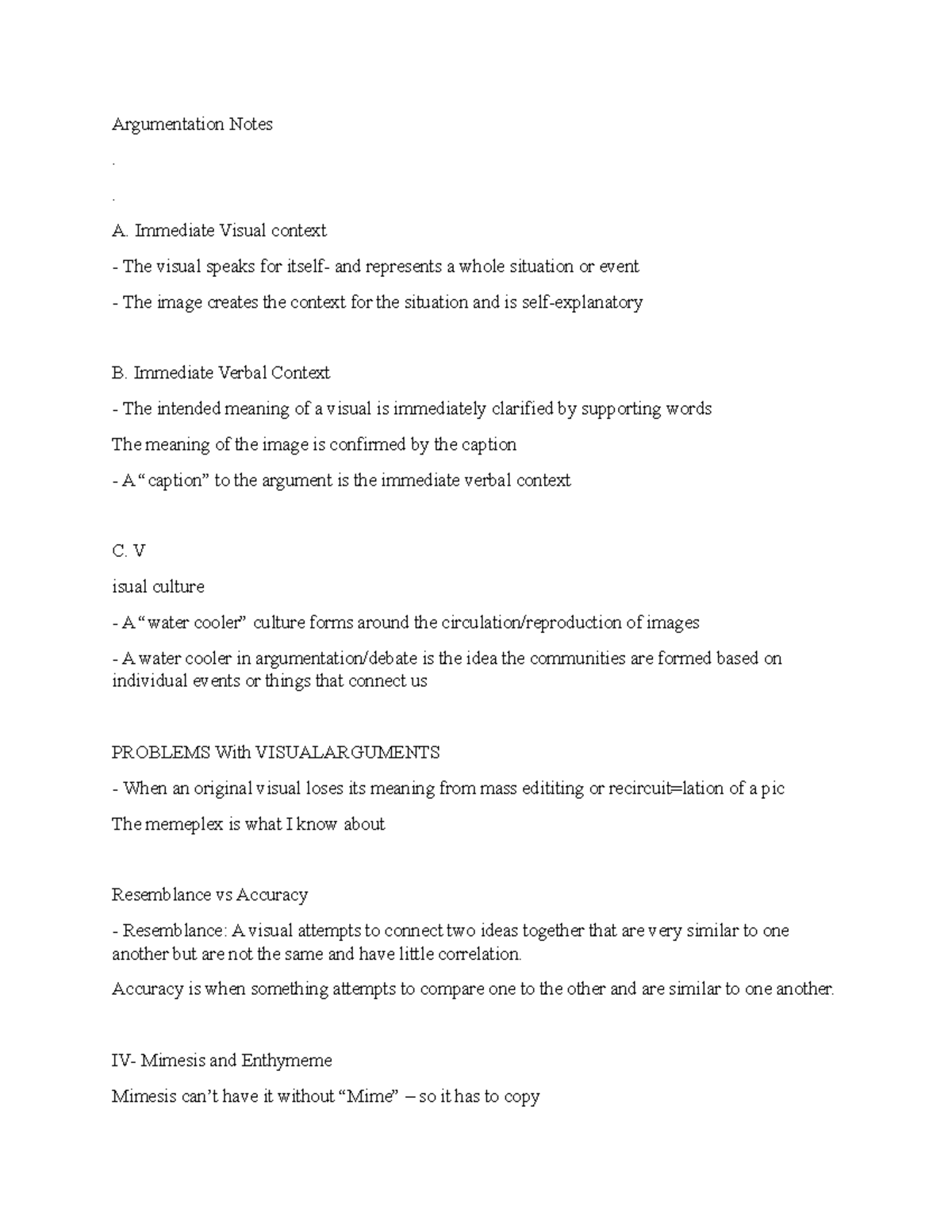 Argumentation april 28 enthymeme and mimesis - Argumentation Notes ...