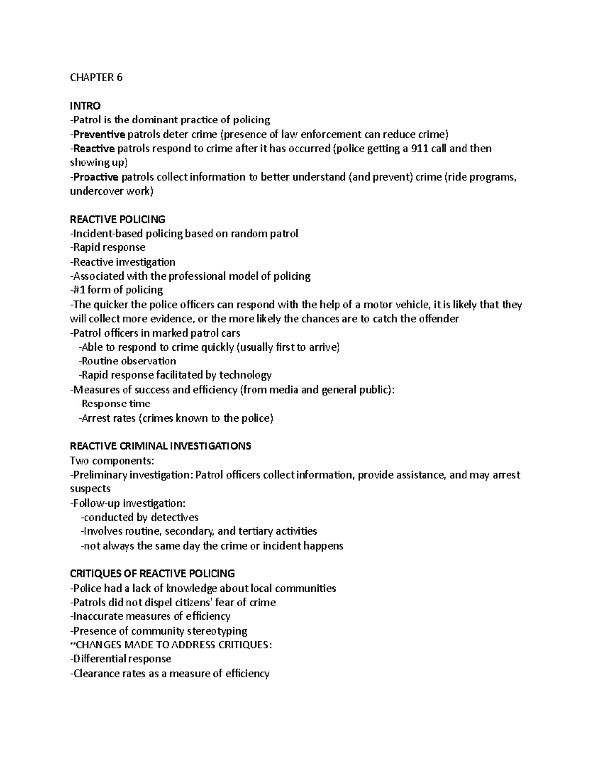 Chapter 6 - CHAPTER 6 INTRO -Patrol is the dominant practice of ...