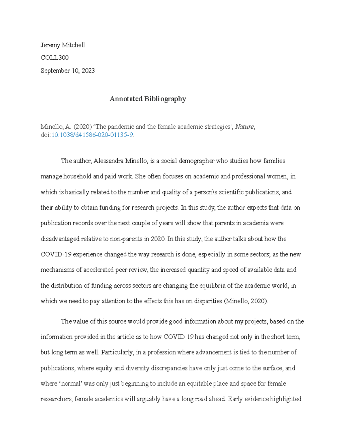 Jeremy Mitchell Week 5 Assignment 2 Annotated Bibliography - Jeremy ...