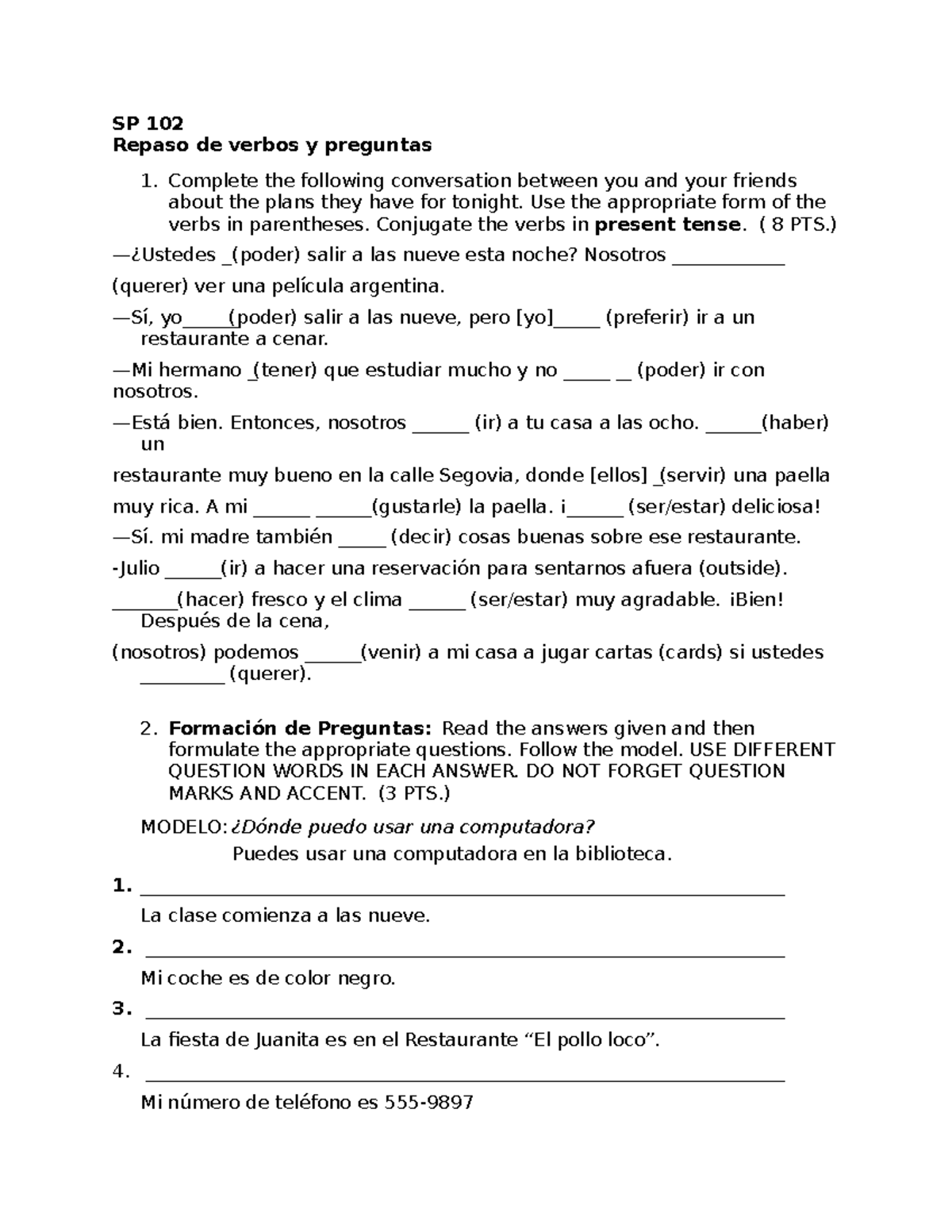 Introductory lesson Actividad final 2022 R - SP 102 Repaso de verbos y ...