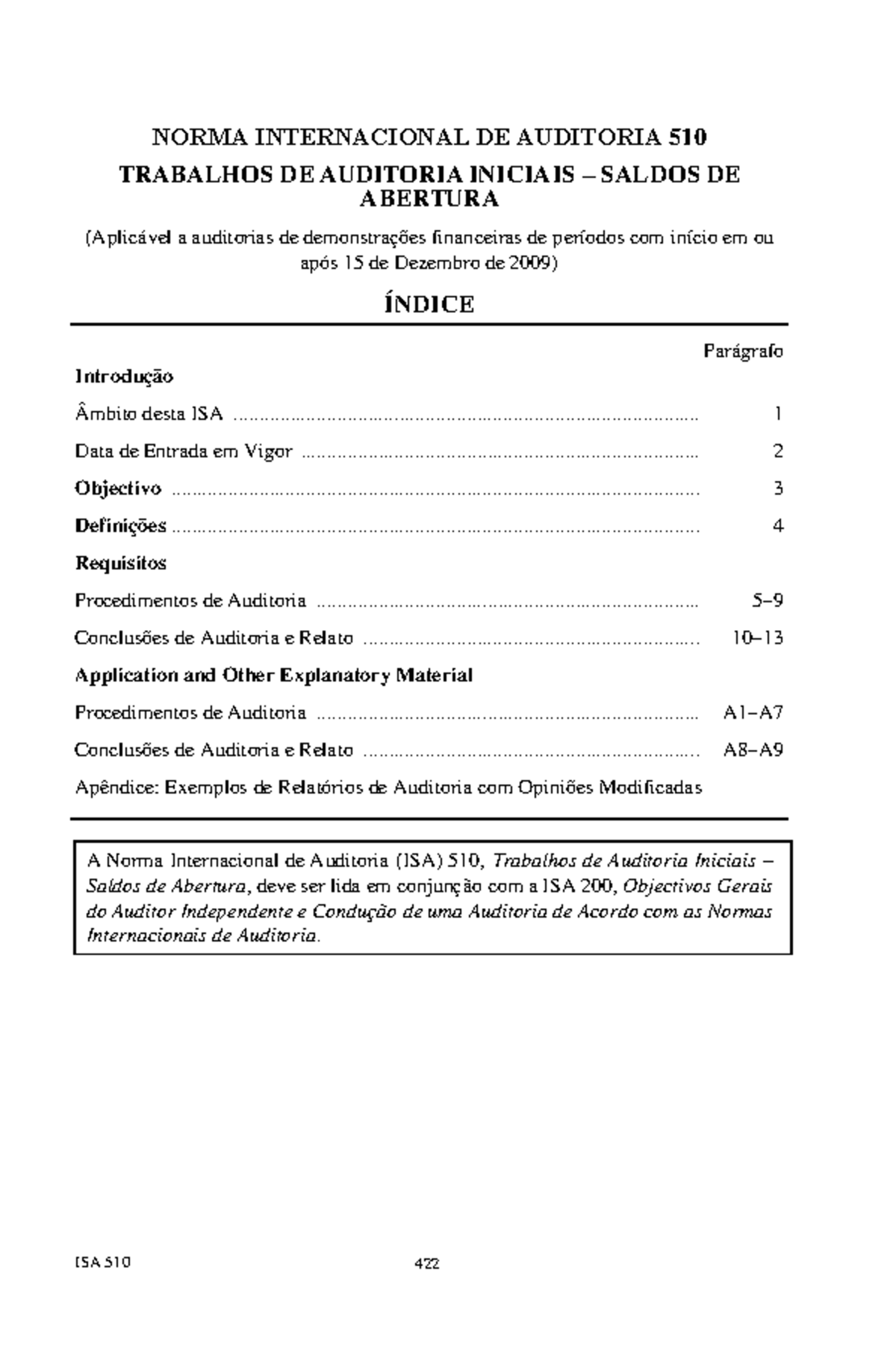 A026 2012 Iaasb Handbook ISA 510 PT - ISA 5 10 NORMA INTERNACIONAL DE ...