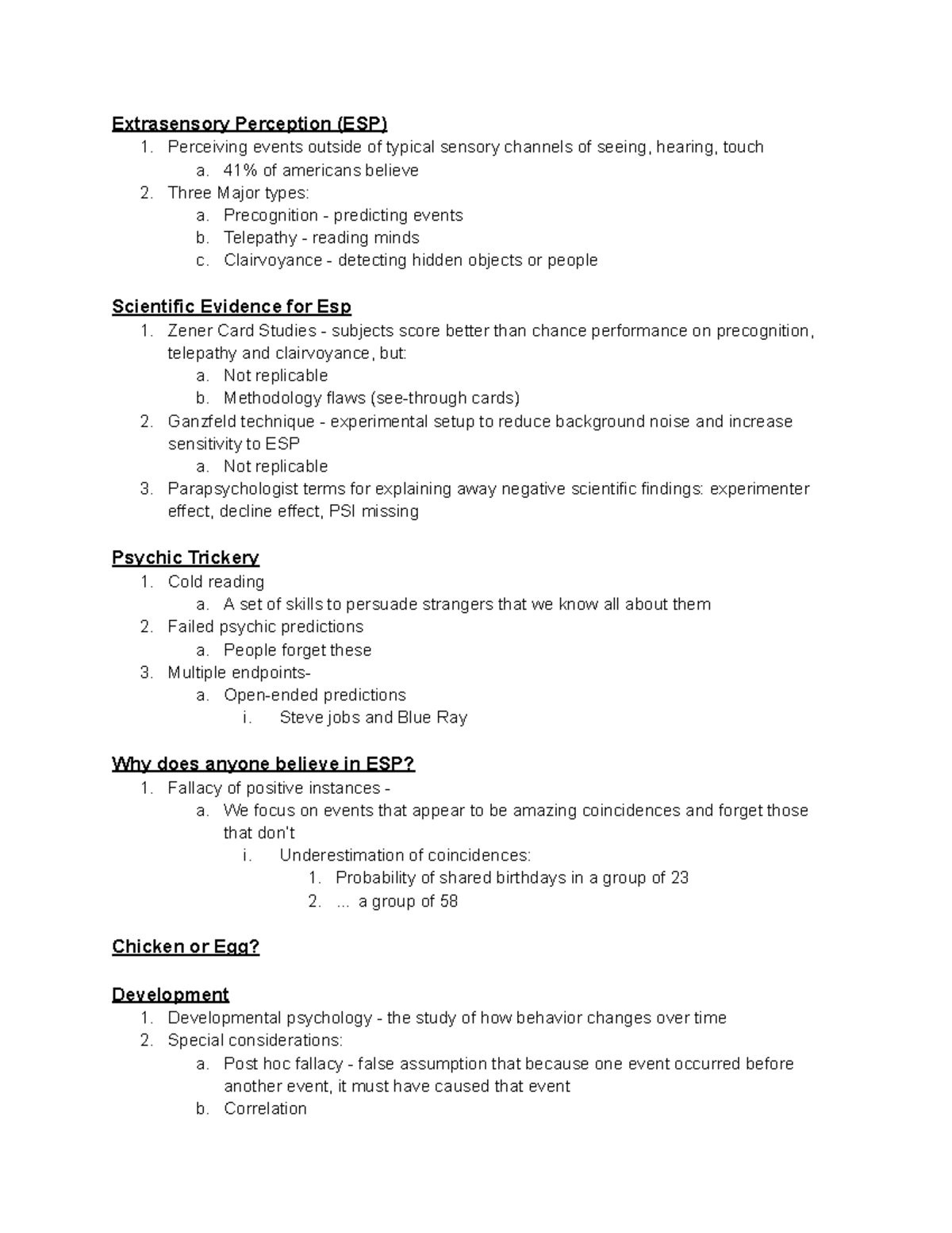 Psys Unit 2, day 2 - Prof Forbey - Extrasensory Perception (ESP ...