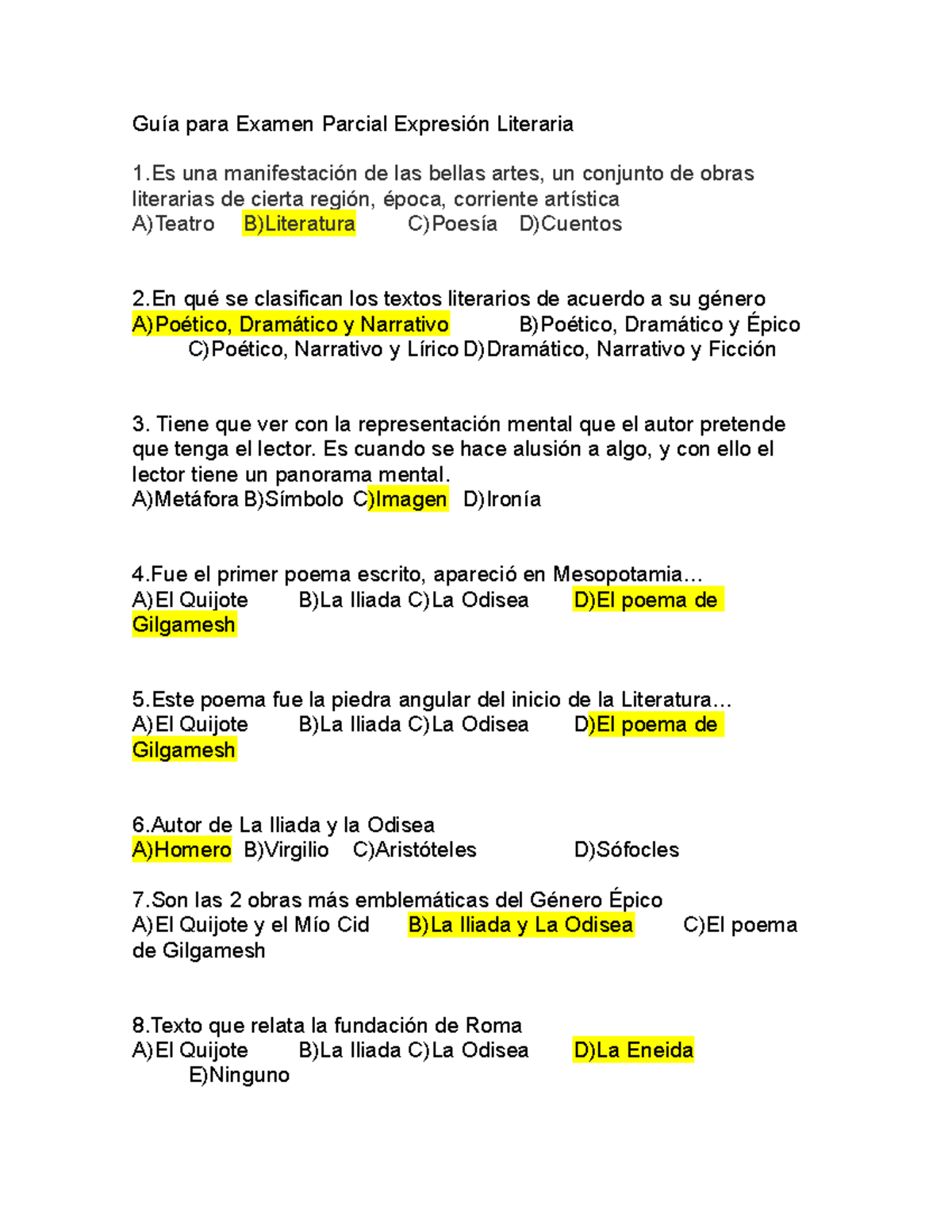 Guía Exámen Parcial 1EL - Guía para Examen Parcial Expresión Literaria ...