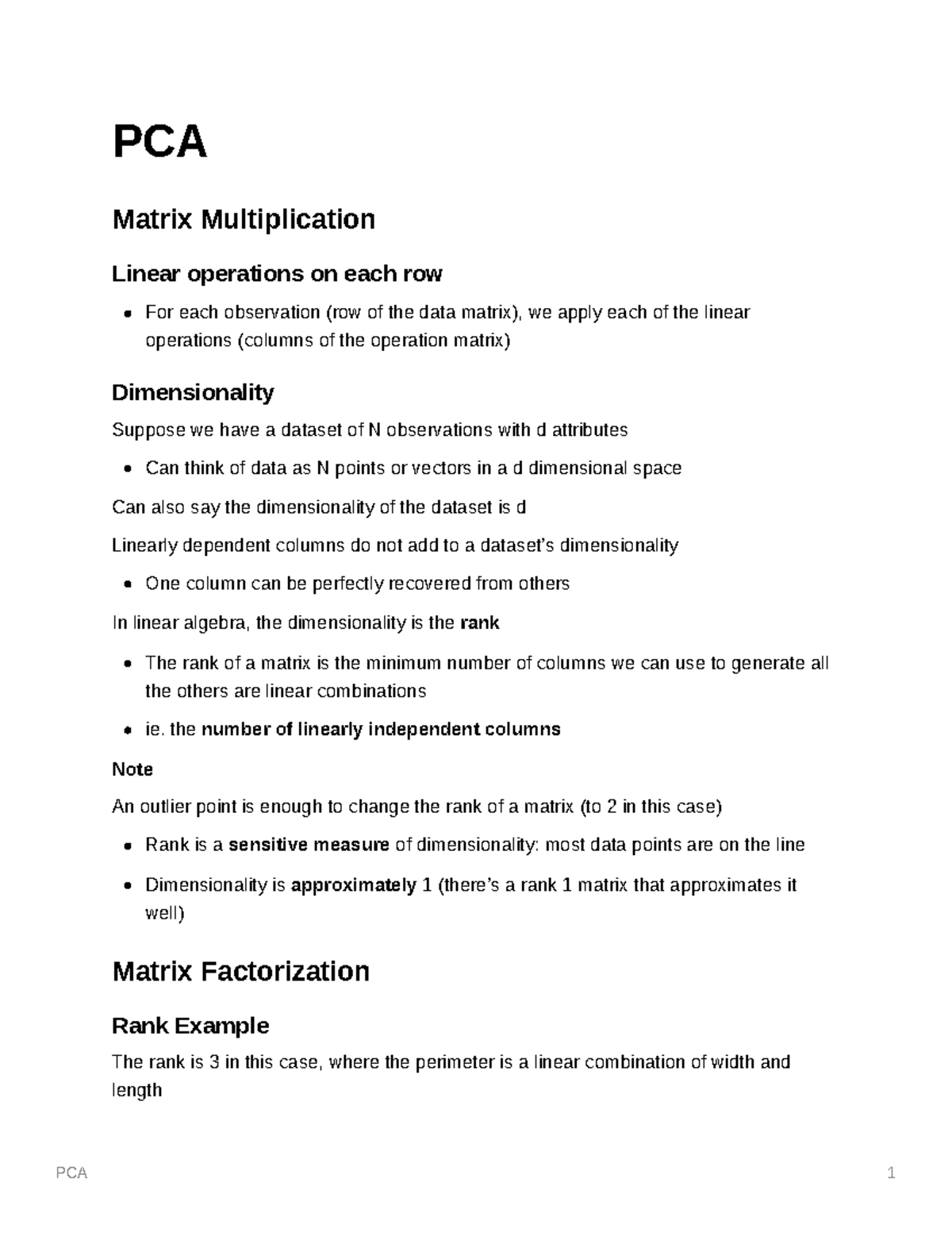 Principal Component Analysis - PCA Matrix Multiplication Linear ...