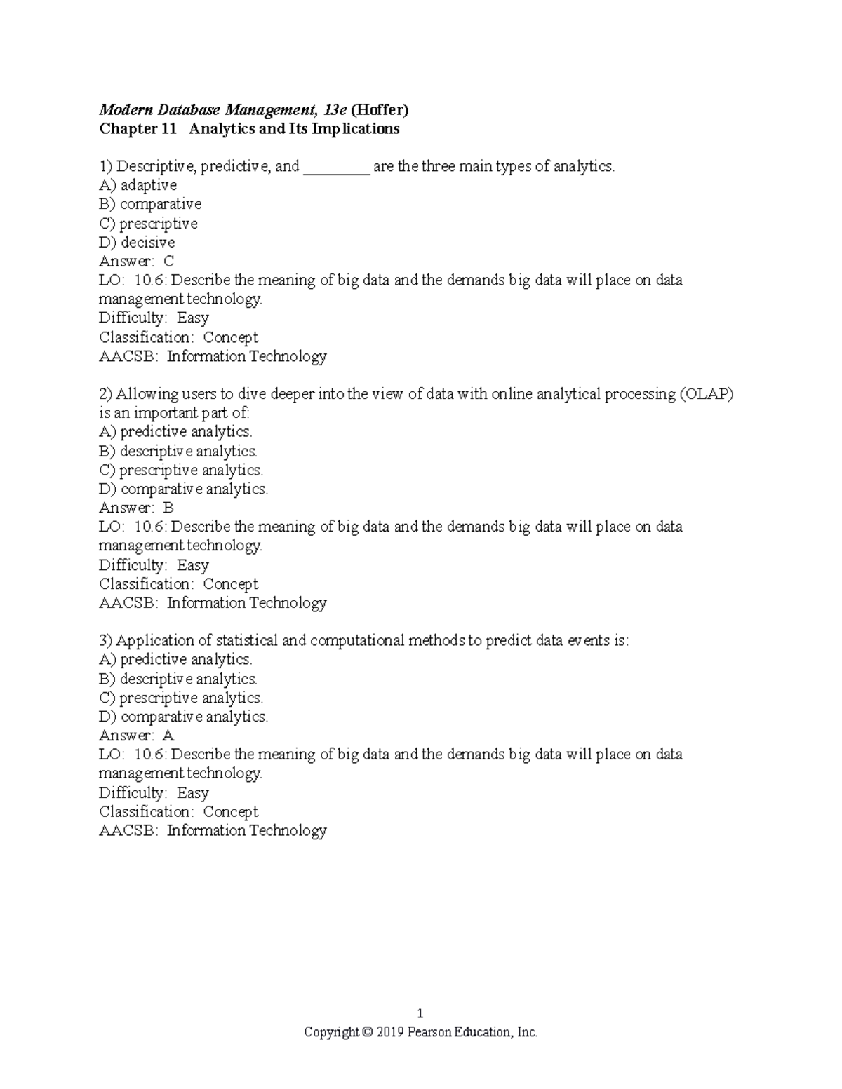 Chapter 11 - answer key - Modern Database Management, 13e (Hoffer ...