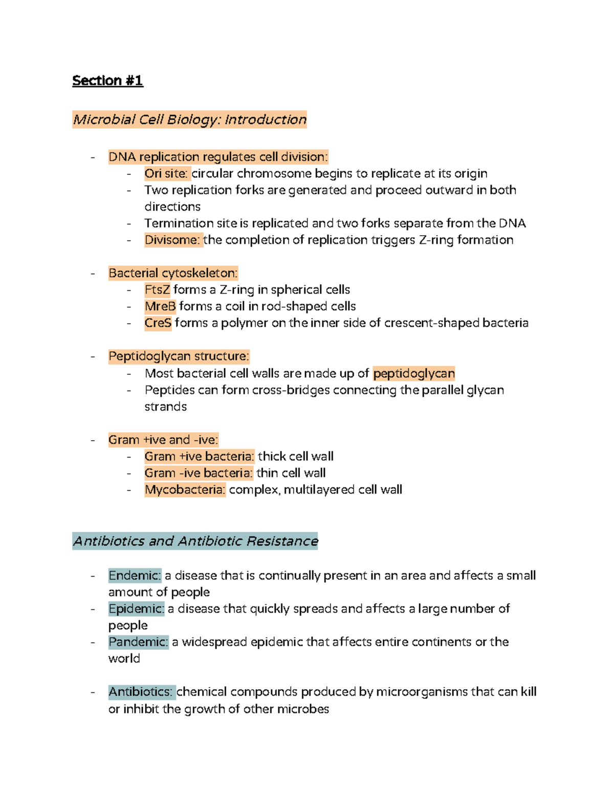 (MICR 4540) Notes - Noes for MICR 4540 - Section Microbial Cell Biology ...