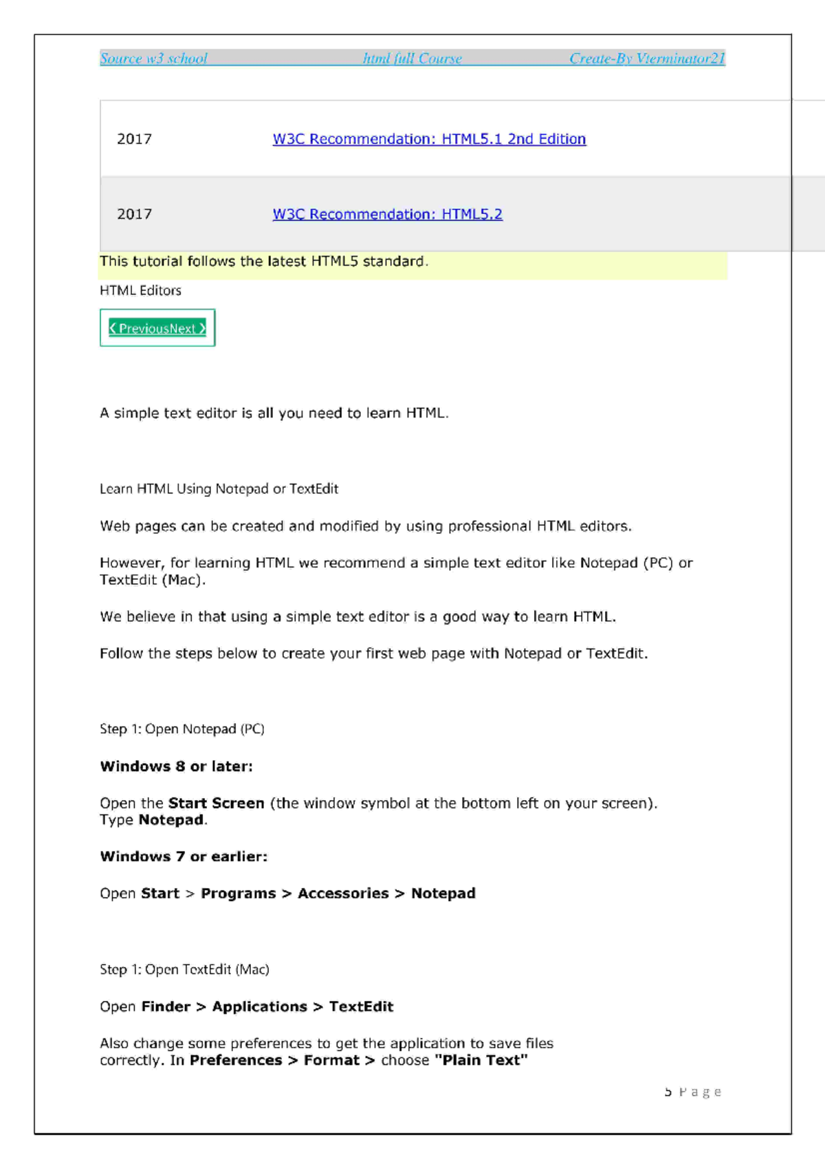 HTML full course 5 - HTML - MCA Masters In Computer Application - Studocu