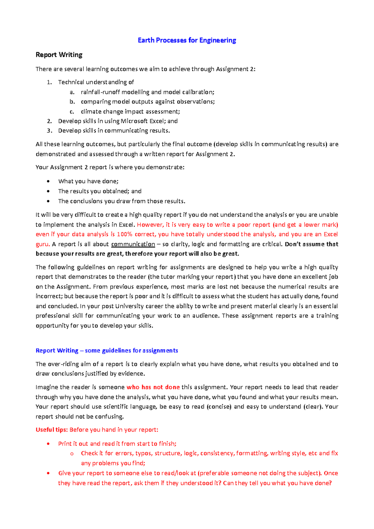 Report Writing-1 - Earth Processes for Engineering Report Writing There ...