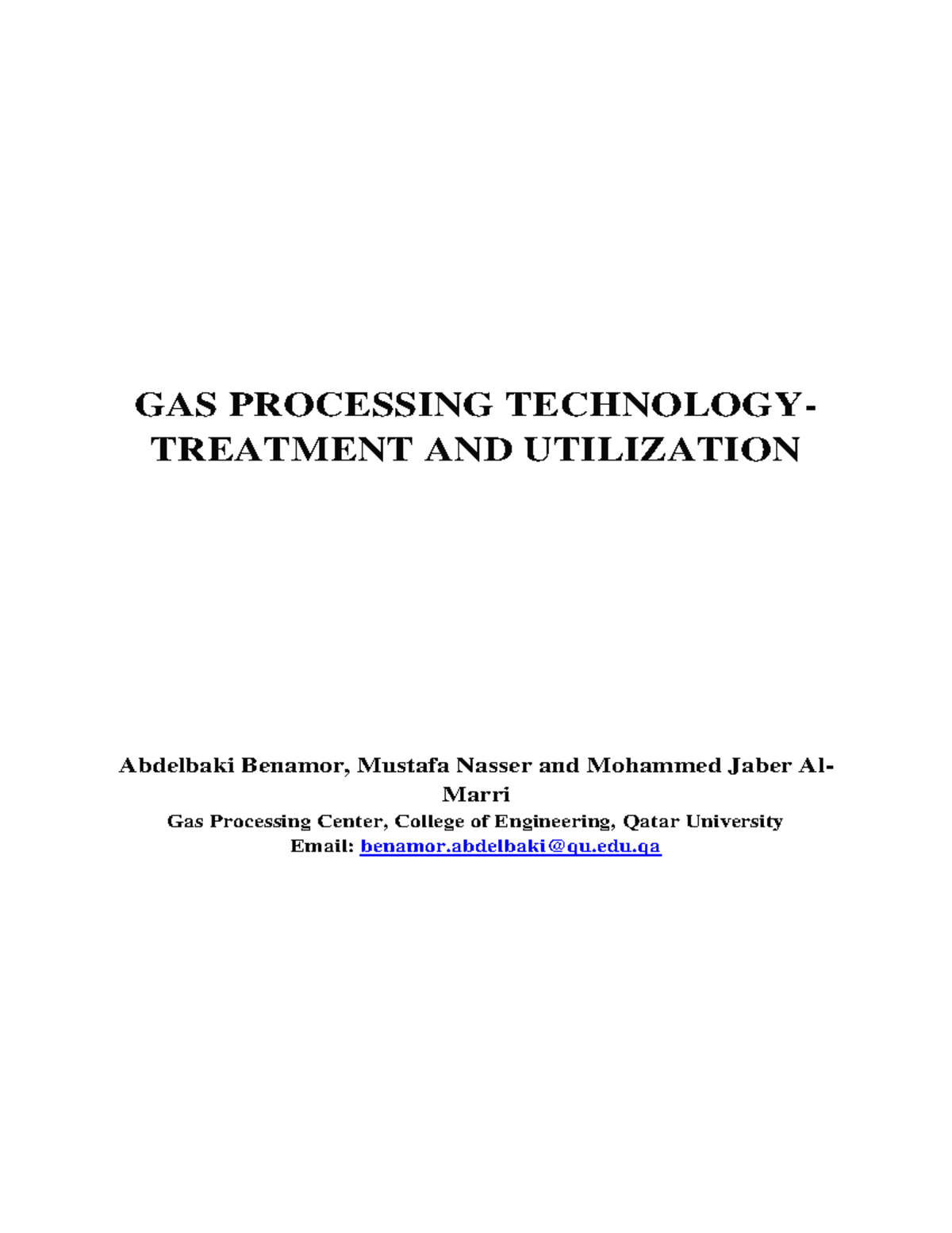 Gas Proceessing and Utilization-Chapter - GAS PROCESSING TECHNOLOGY ...