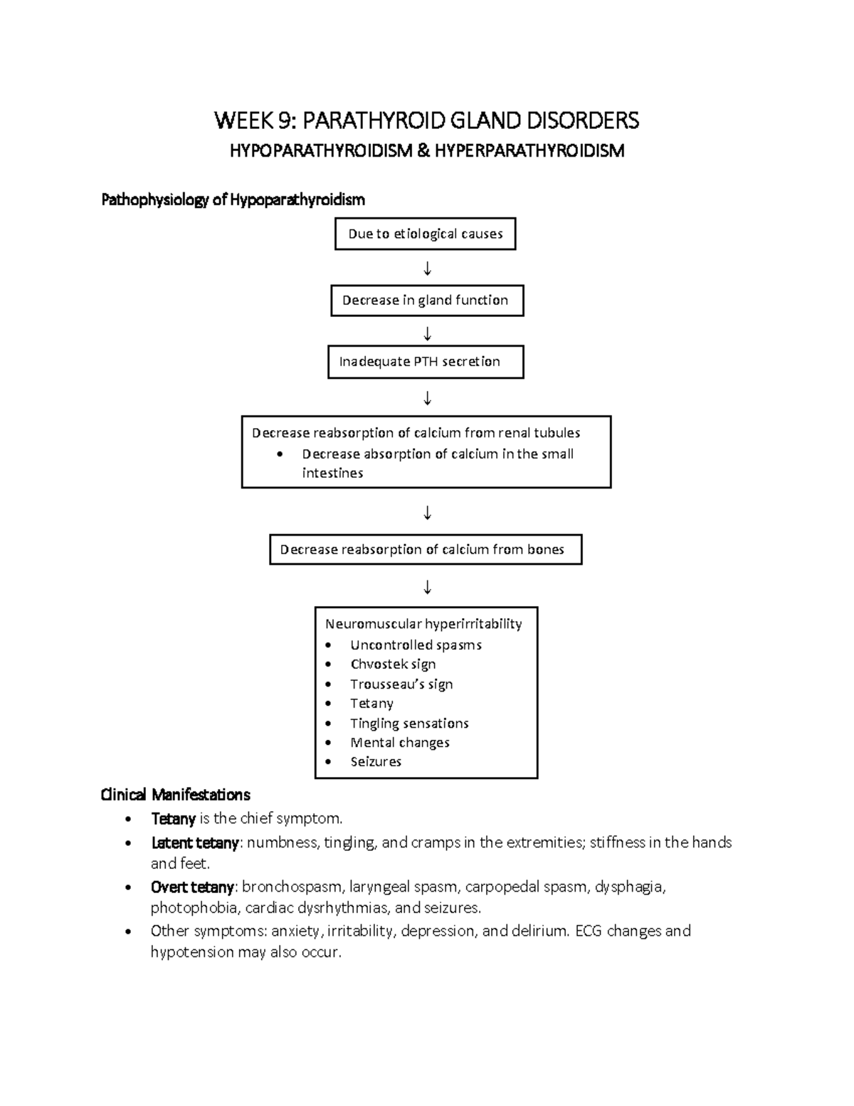 Parathyroid Disorders - WEEK 9: PARATHYROID GLAND DISORDERS ...