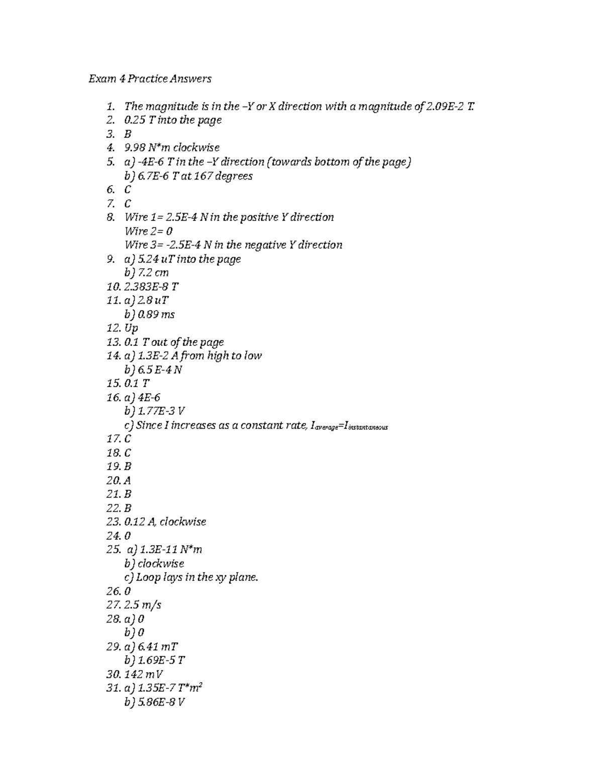 Exam 4 Practice Answers Physics - Exam 4 Practice Answers 1. 2. 3. 4. 5 ...