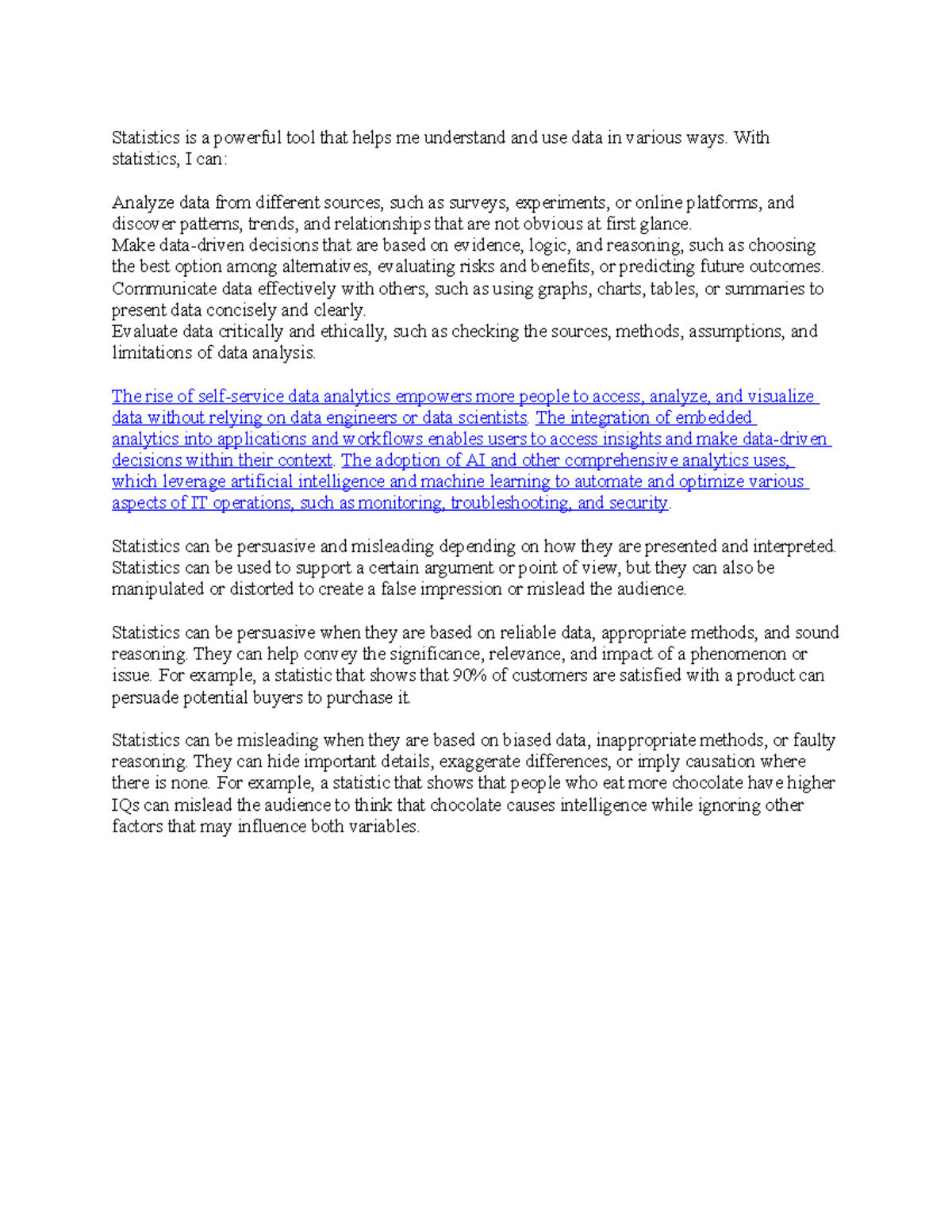 8-1 Discussion - module 8 - Statistics is a powerful tool that helps me ...