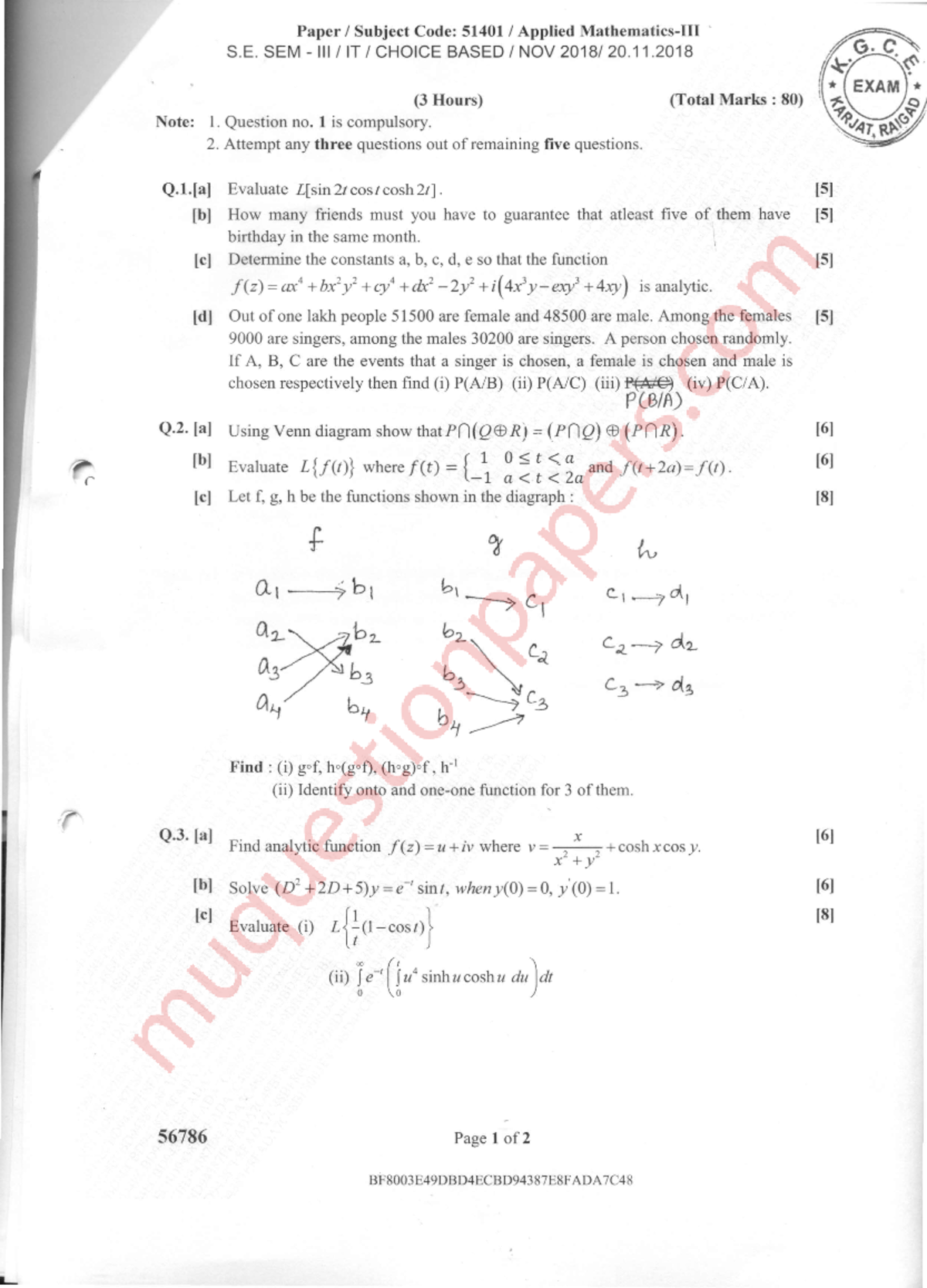 SE-IT SEM3 M3- Cbcgs DEC18 - Paper Subject Code: 51401 Applied S. SEM IT CHOICE BASED NOV t EXAM ...