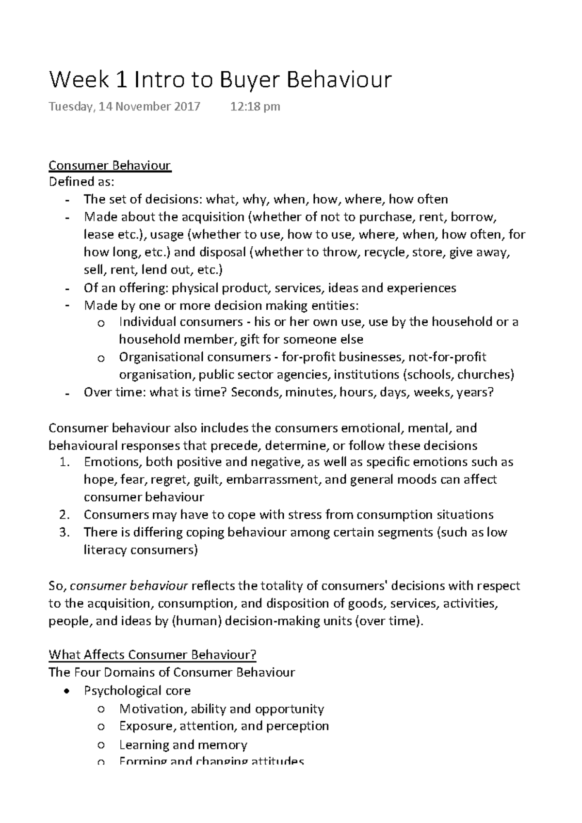 Week 1 Intro to Buyer Behaviour - Warning: TT: undefined function: 32 Consumer Behaviour Defined ...