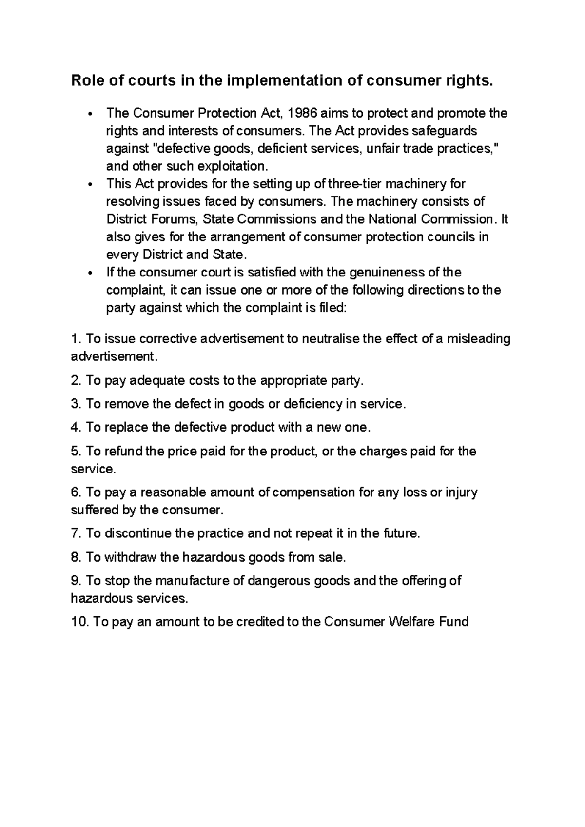 Role of courts in implementation of consumer rights - The Consumer ...