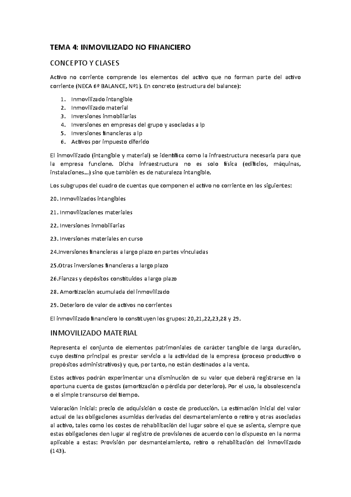 TEMA 4 - Resumen Contabilidad Financiera II - TEMA 4: INMOVILIZADO NO FINANCIERO CONCEPTO Y ...
