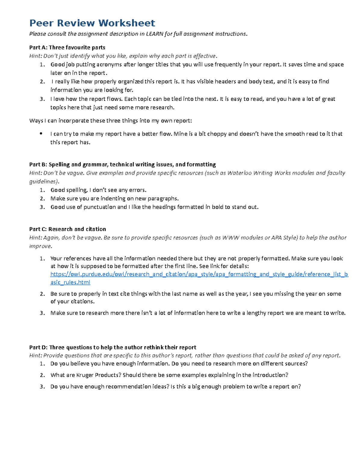 Mira review-worksheet - Peer Review Worksheet Please consult the ...
