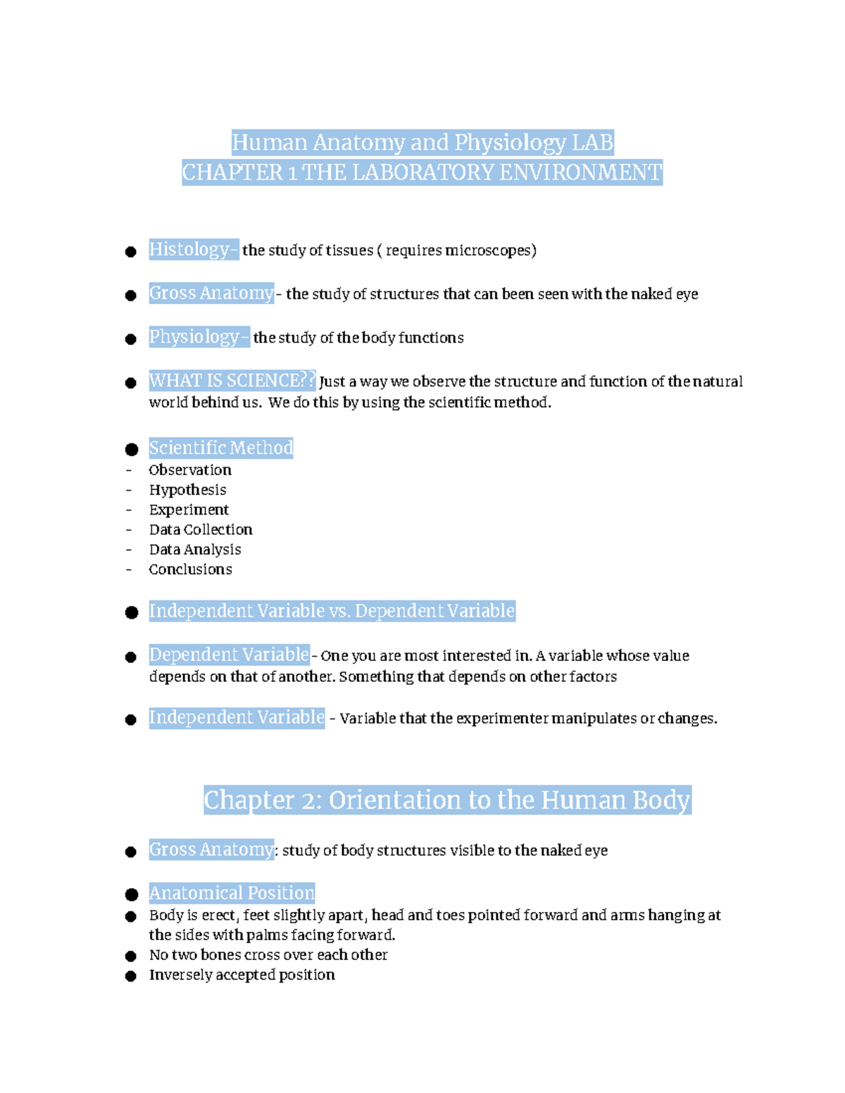 BIOLOGY 277 HUMAN ANATOMY NOTES - Human Anatomy and Physiology LAB ...