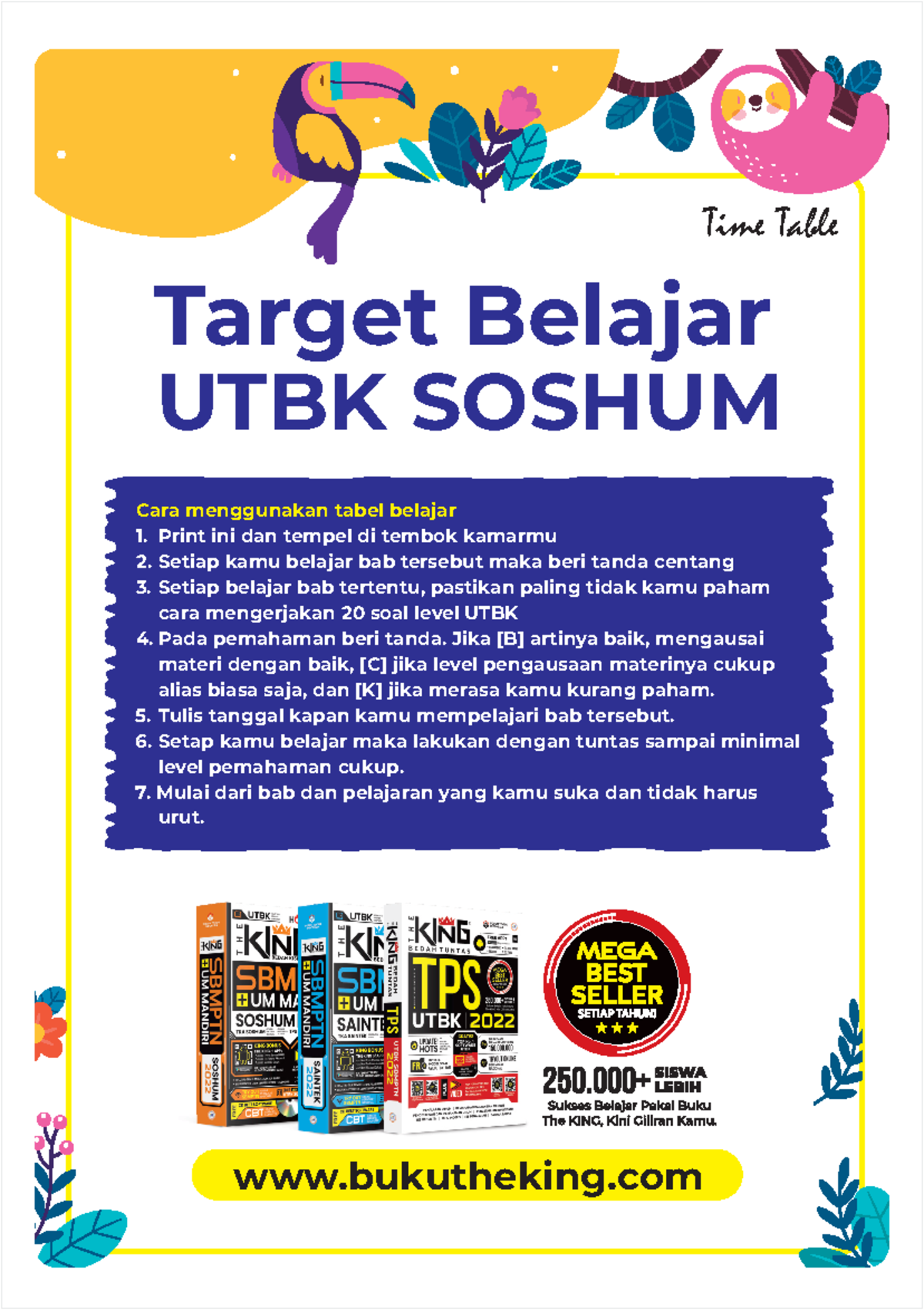 Tabel Target Materi Belajar UTBK Soshum 2022 - Time Table Target ...