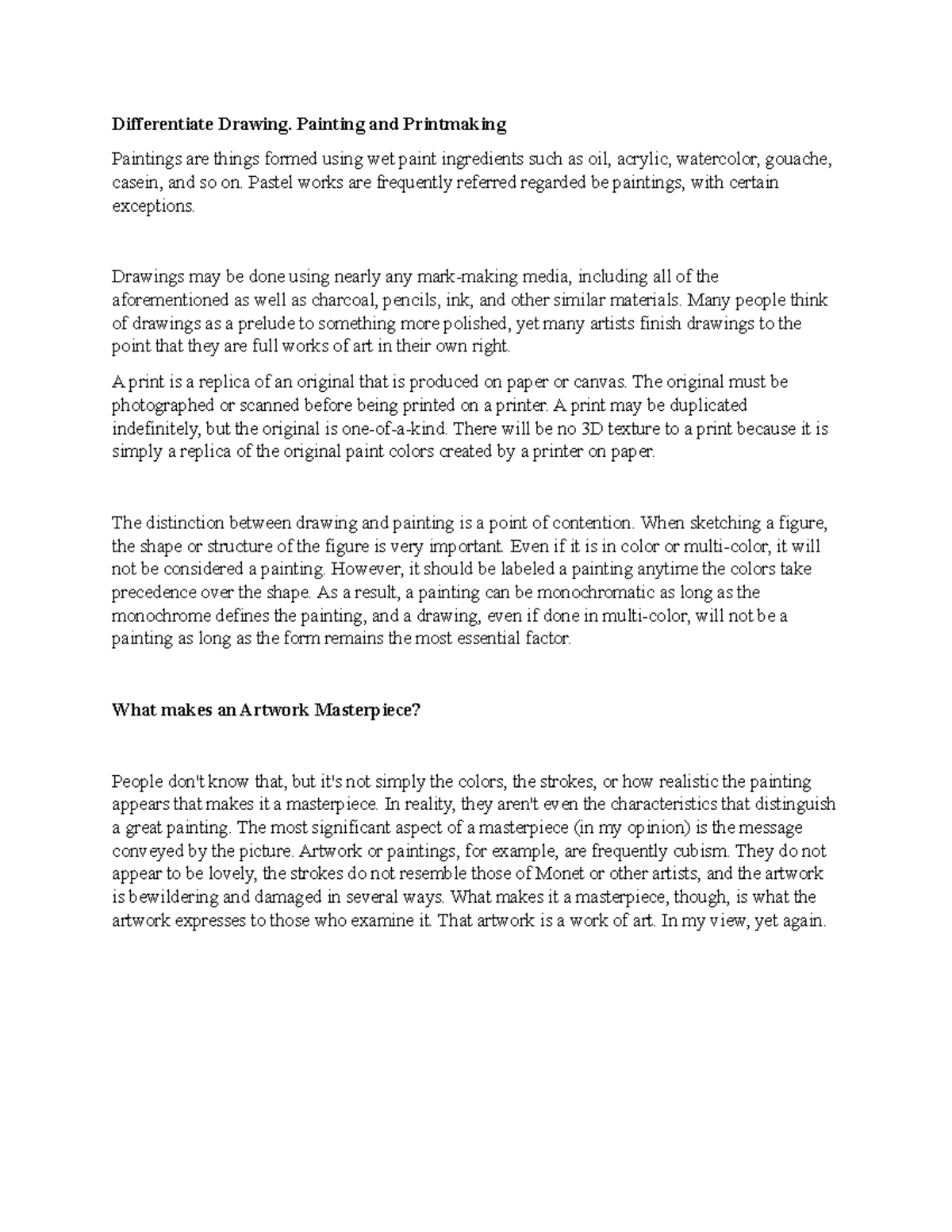 Differentiate Drawing to arts - Differentiate Drawing. Painting and ...